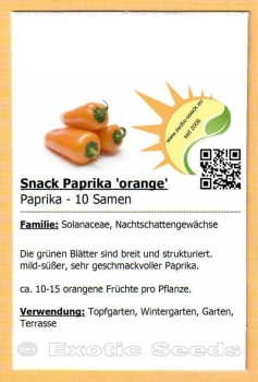 Exotic Seeds - Paprika * Snack Paprika orange * Samen
