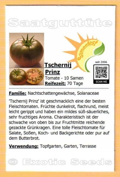 Exotic Seeds - Tomate * Tschernij Prinz * 10 Samen
